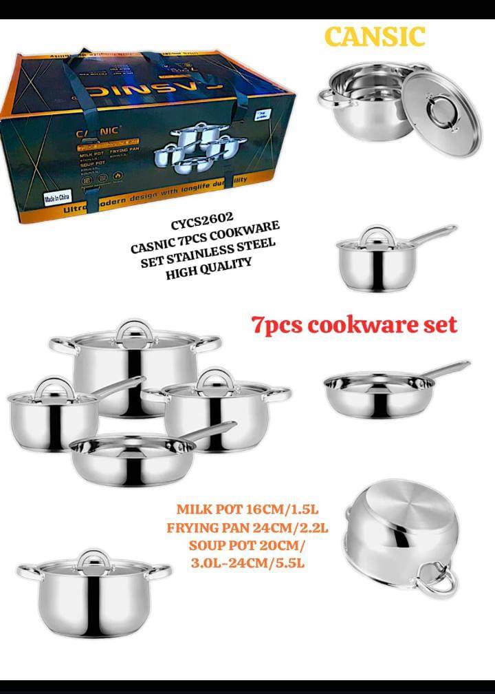 7PCS STAINLESS COOKWARE SET - طقم ستناليس 7 قطع