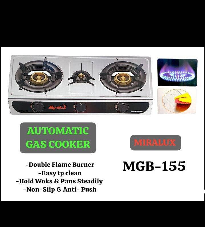 MIRALUX AUTOMATIC GAS COOKER DOUBLE FLAME - طباخ غاز ماركة ميرالوكس