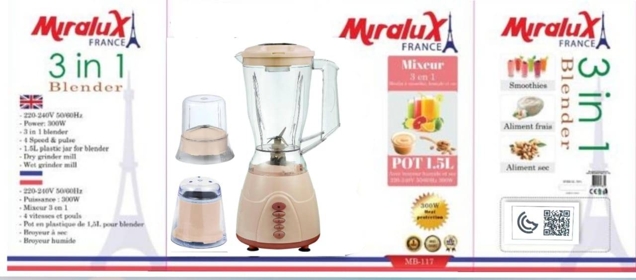 MIRALUX BLENDER 3 IN 1 - خلاط ميرالوكس 3 في 1